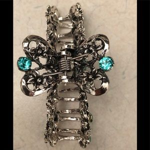 Accessories | Turquoise Rhinestone Studded Hinged Hair Clip | Poshmark